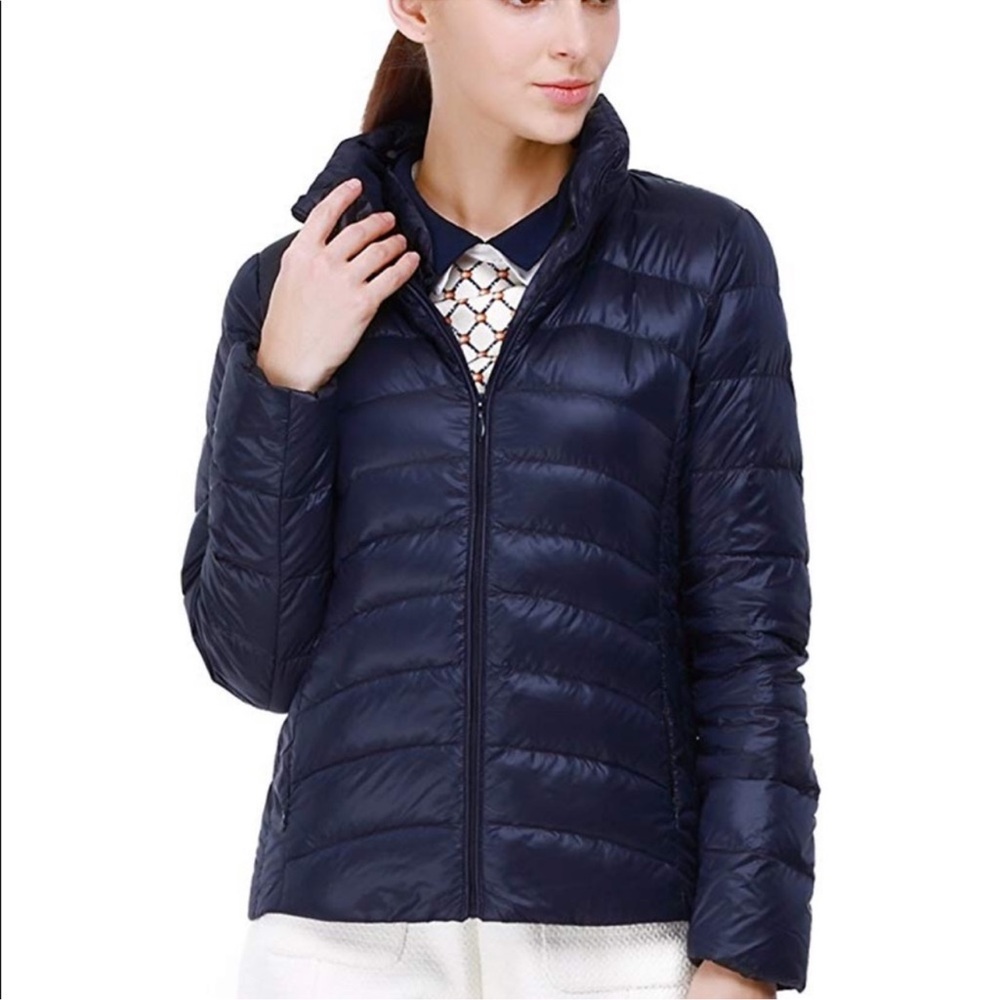 Puredown Navy Ultra Lightweight Puffer Down Jacket - Gem Puredown Navy Ultra Lightweight Puffer Down Jacket - Gem